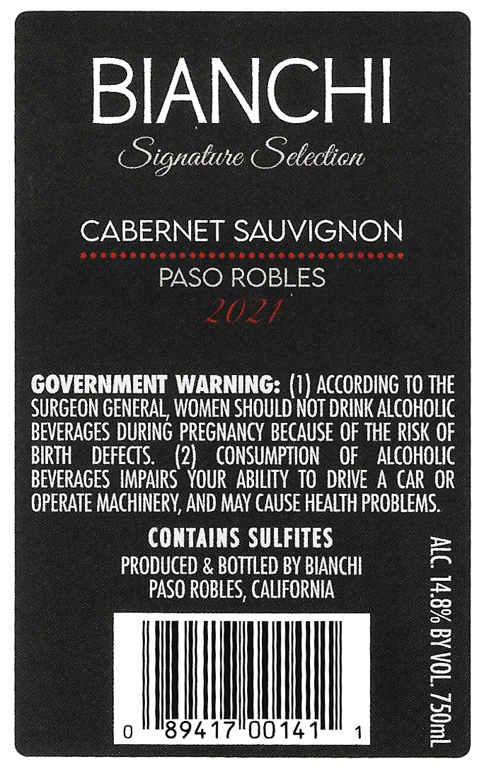 Labels | Bianchi Winery Paso Robles