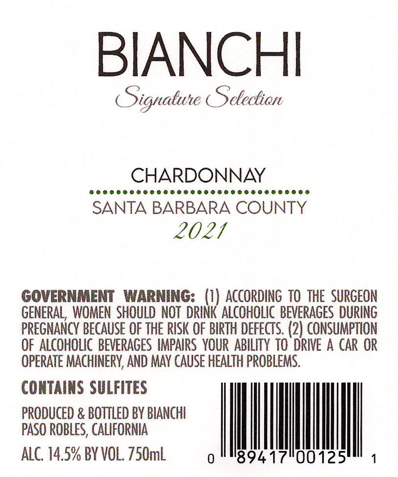 Labels | Bianchi Winery Paso Robles