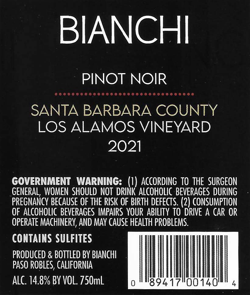 Labels | Bianchi Winery Paso Robles