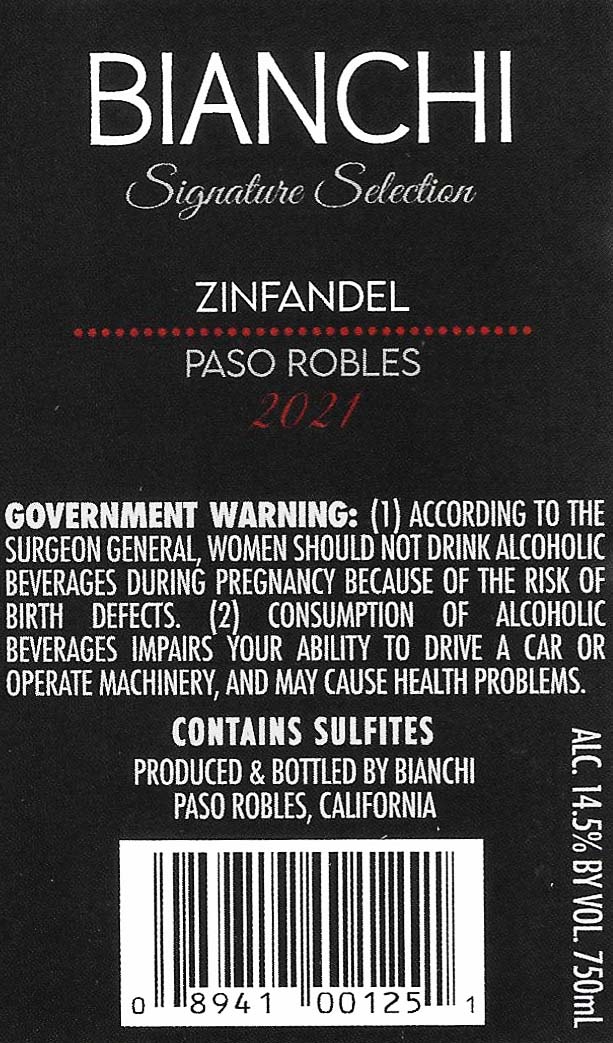 Labels | Bianchi Winery Paso Robles